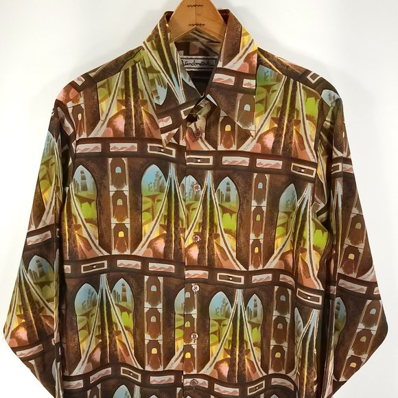 Landmark | Shirts | Vtg Landmark Shirt Mens Large Multicolor Geometric ...
